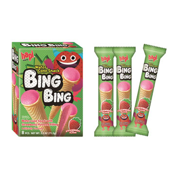 Hapi Bing Bing Cone Snack Filled With Strawberry Flavor - Grandpa Joe's ...