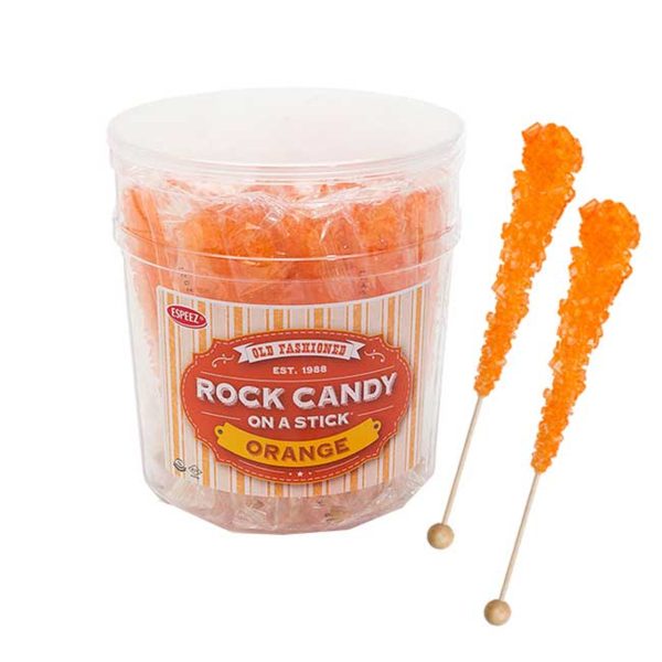 Rock Candy On A Stick - Orange - Grandpa Joe's Candy Shop