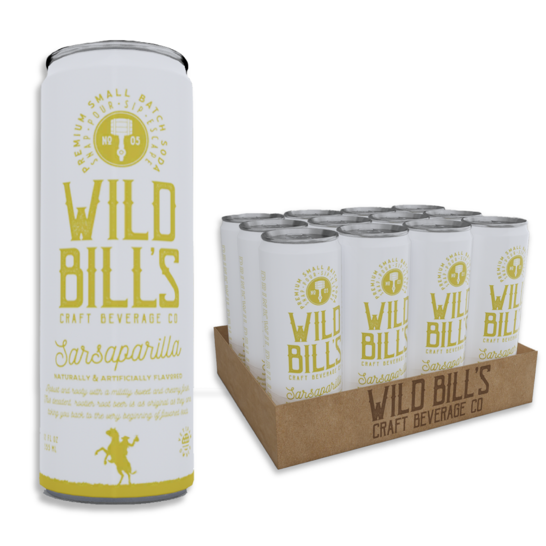 Wild Bill's Sarsaparilla, 12oz Cans - 2 Cans - Grandpa Joe's Candy Shop