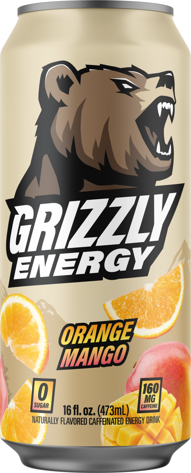 Grizzly Energy Orange Mango, 16 fl oz Can - Grandpa Joe's Candy Shop
