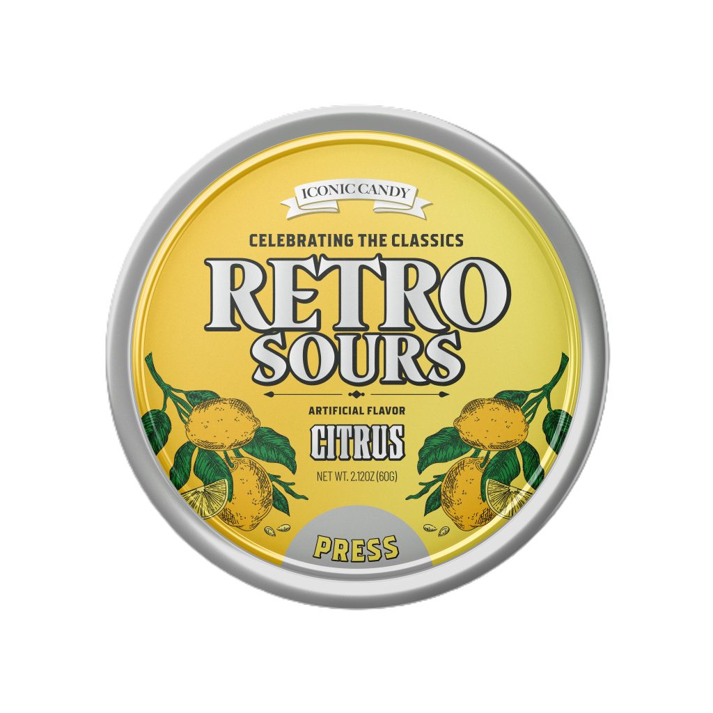 Retro Sours Citrus, 2.12oz Tin - Grandpa Joe's Candy Shop