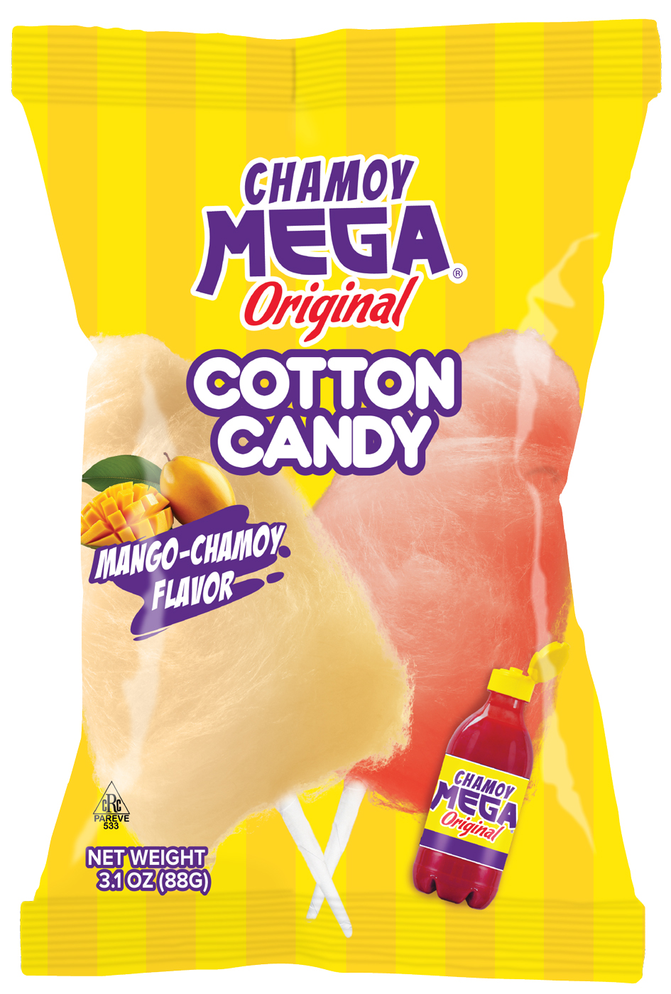 Chamoy Mega Mango-Chamoy Cotton Candy, 3.1oz bag - Grandpa Joe's Candy Shop
