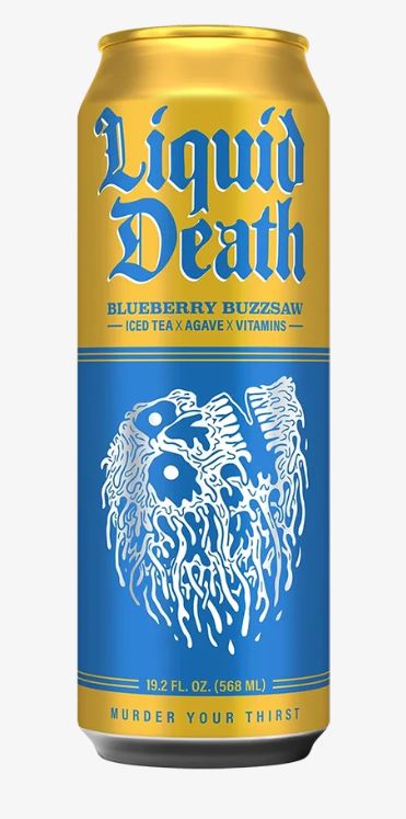 Liquid Death Tea, Blueberry Buzzsaw 19.2 fl oz - Grandpa Joe's Candy Shop