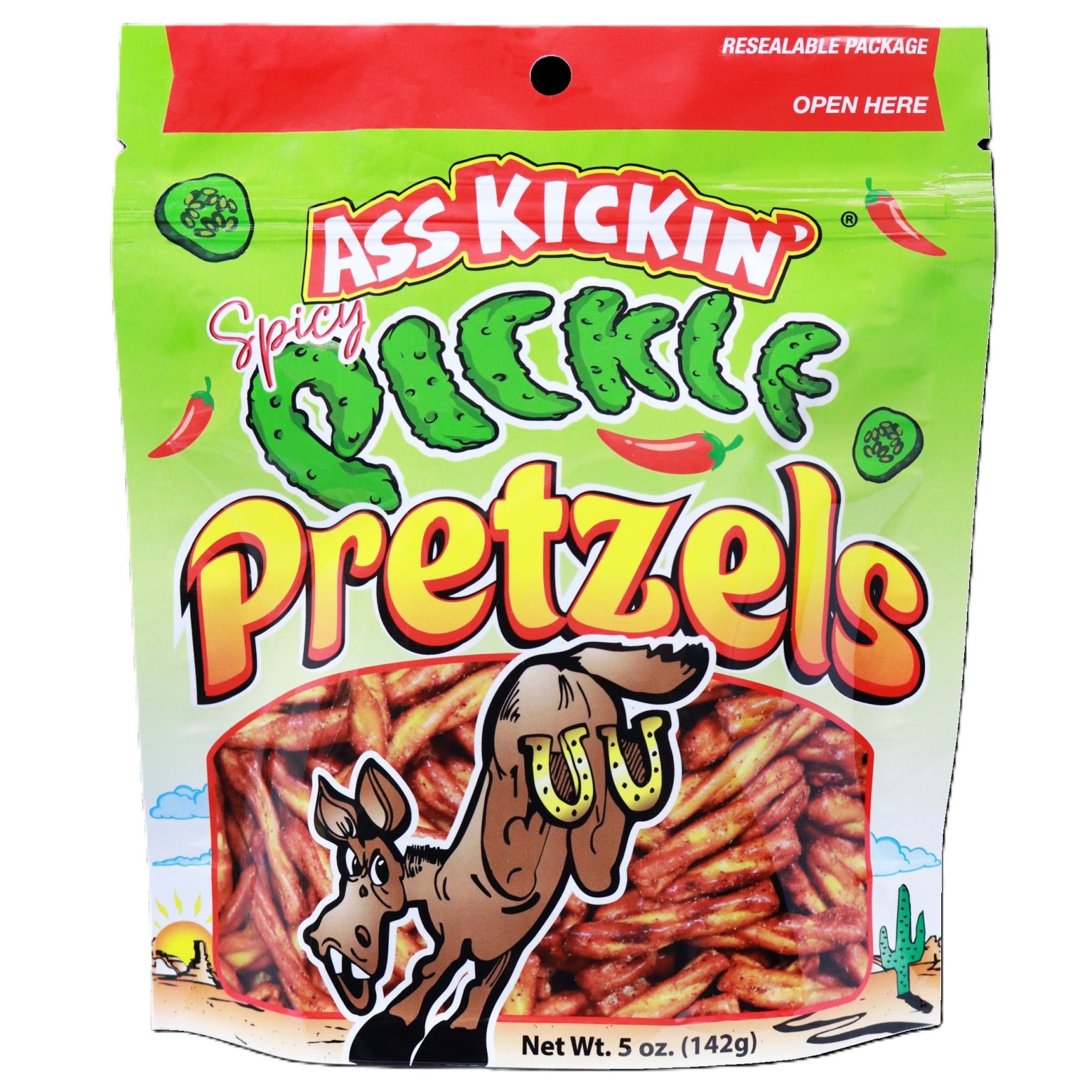 Ass Kickin' Pretzels - Spicy Pickle, 5oz Resealable Bag - Grandpa Joe's ...