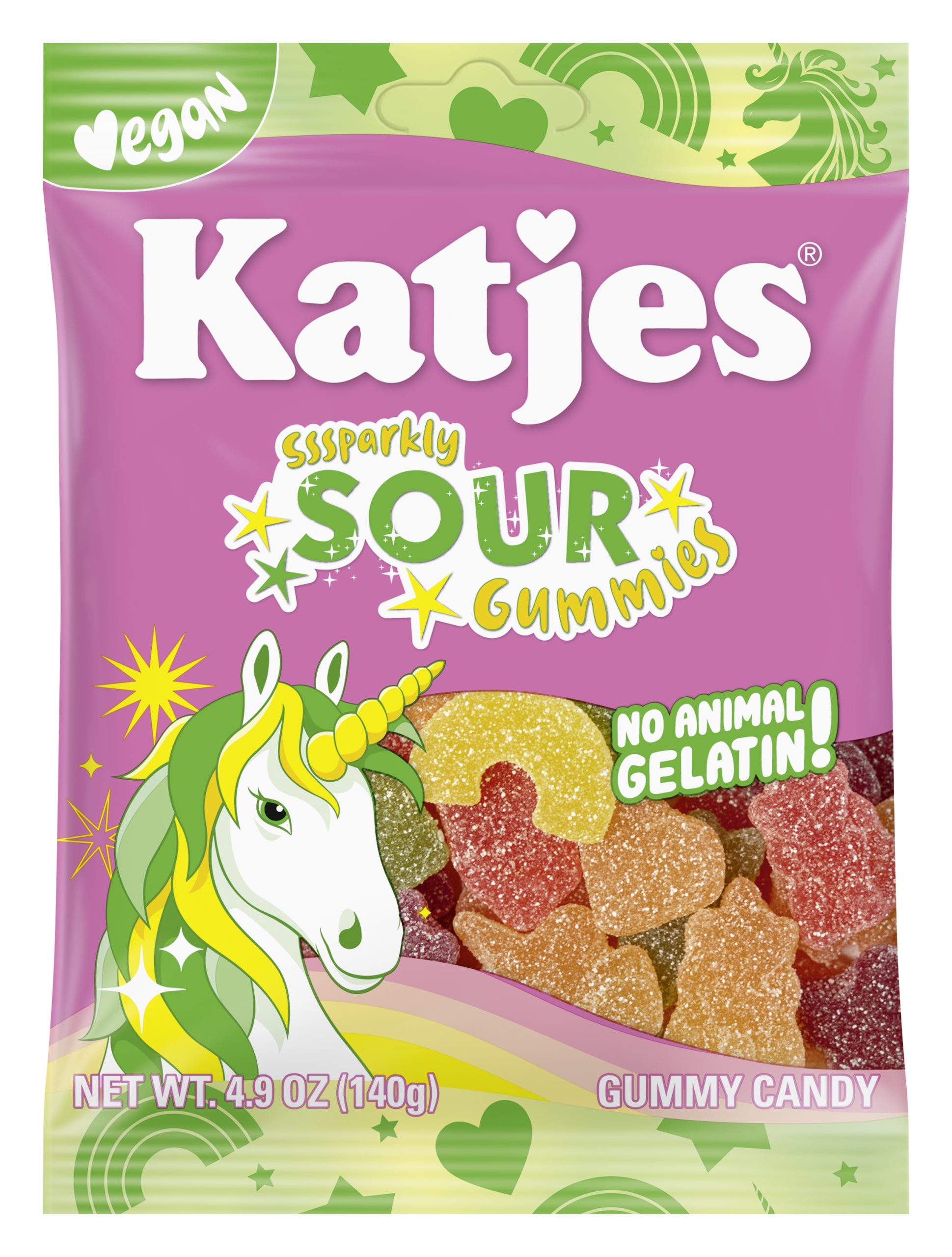 Katjes Sparkly Sour Gummies, 4.9oz Peg Bag - Grandpa Joe's Candy Shop