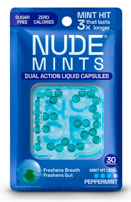 NUDE Mints Peppermint, Dual Action Liquid Capsules - Grandpa Joe's Candy Shop
