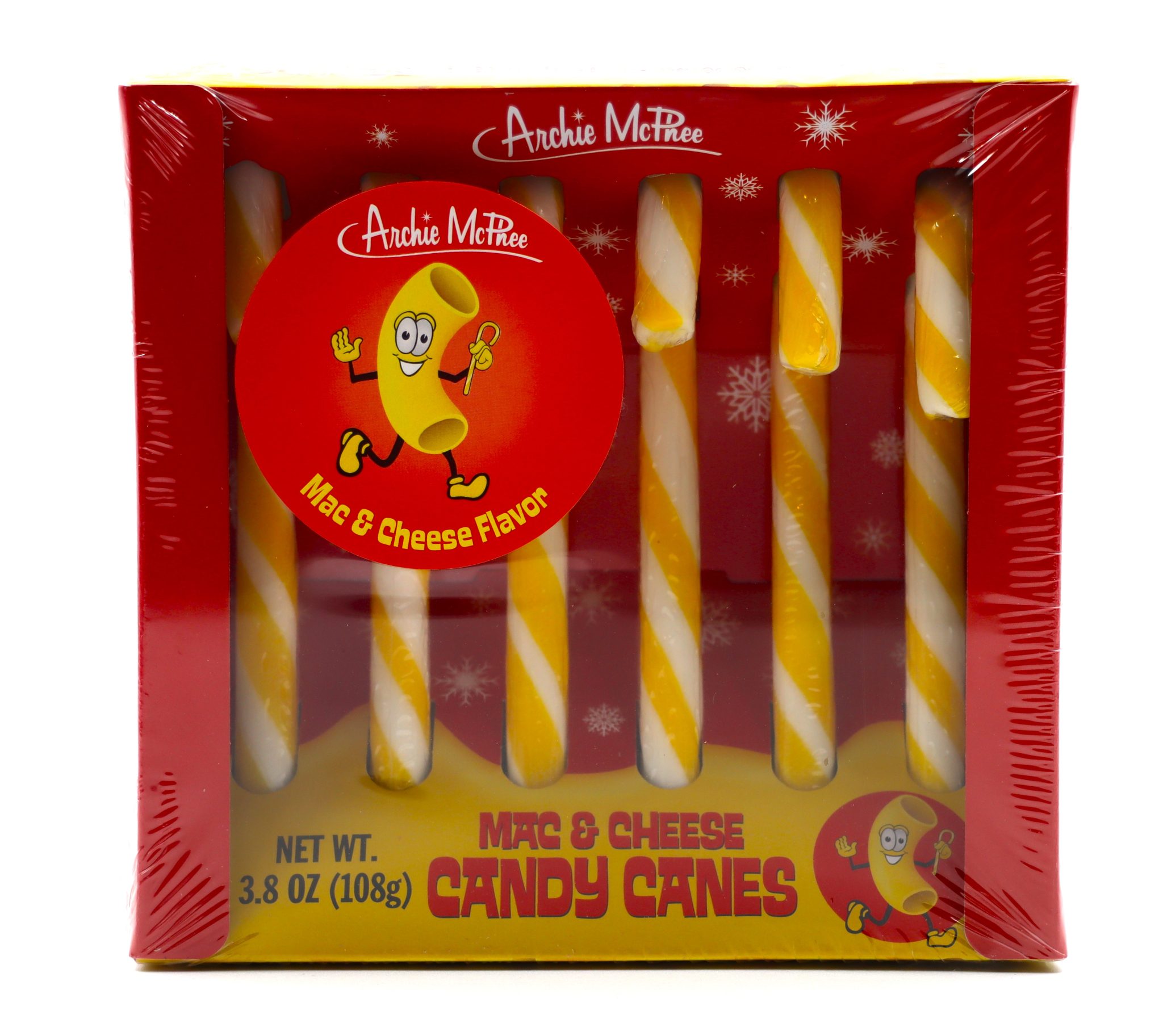 Archie McPhee - Mac & Cheese Candy Canes - Grandpa Joe's Candy Shop