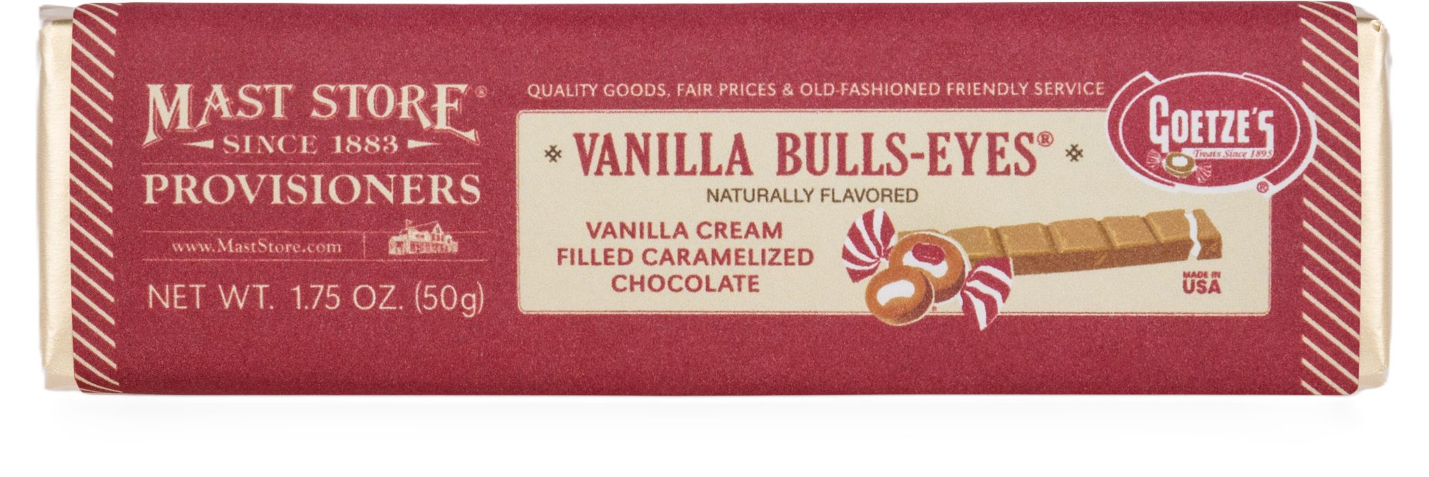 Mast General Chocolate Bar - Goetze's Vanilla Bullseye Candy Bar ...