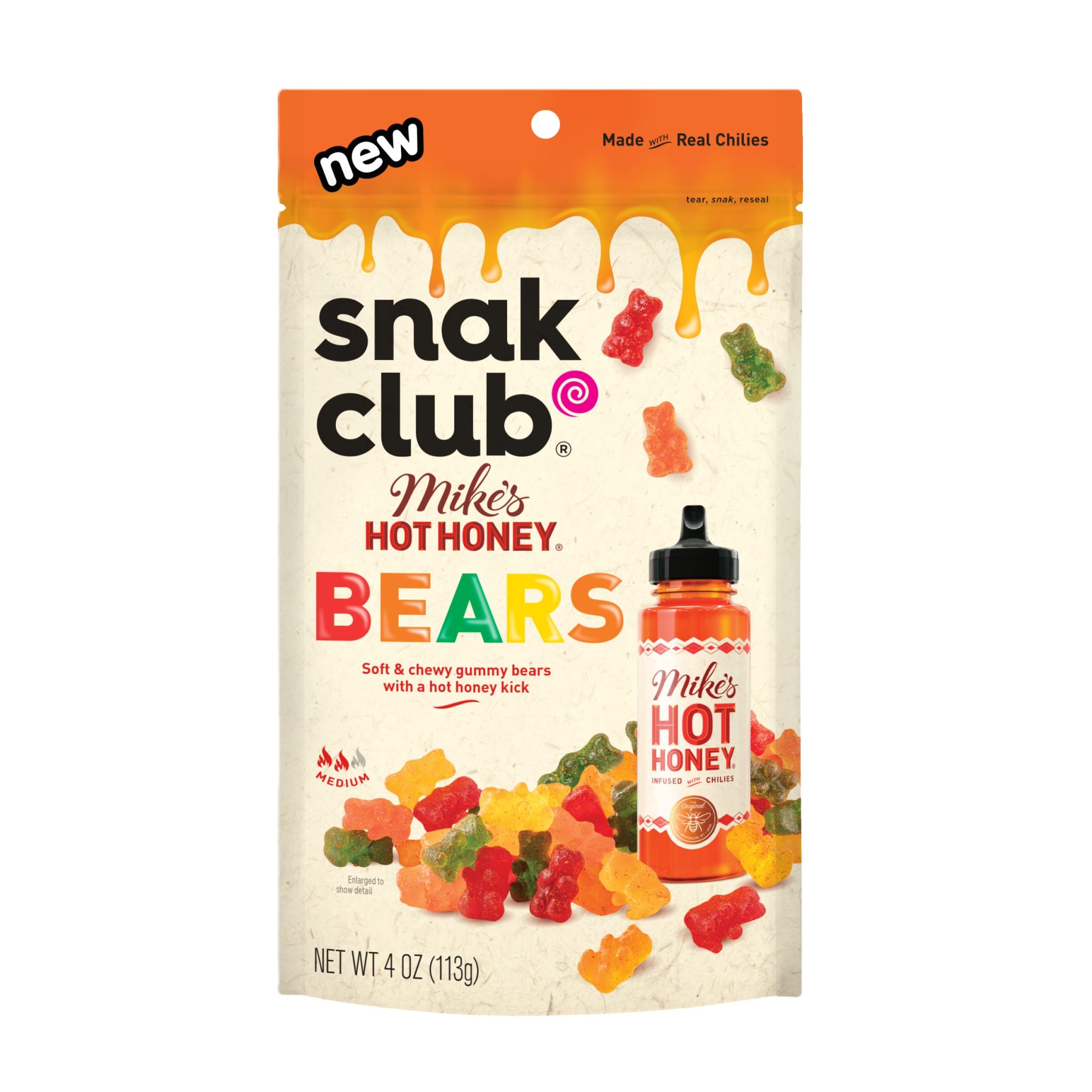Snak Club Mike's Hot Honey Bears 4oz Bag - Grandpa Joe's Candy Shop